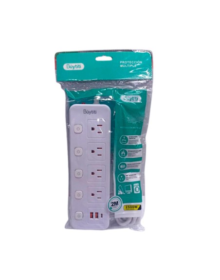 Multicontacto buytiti 4 contactos con switch de activación y 2 usb y 1 ...
